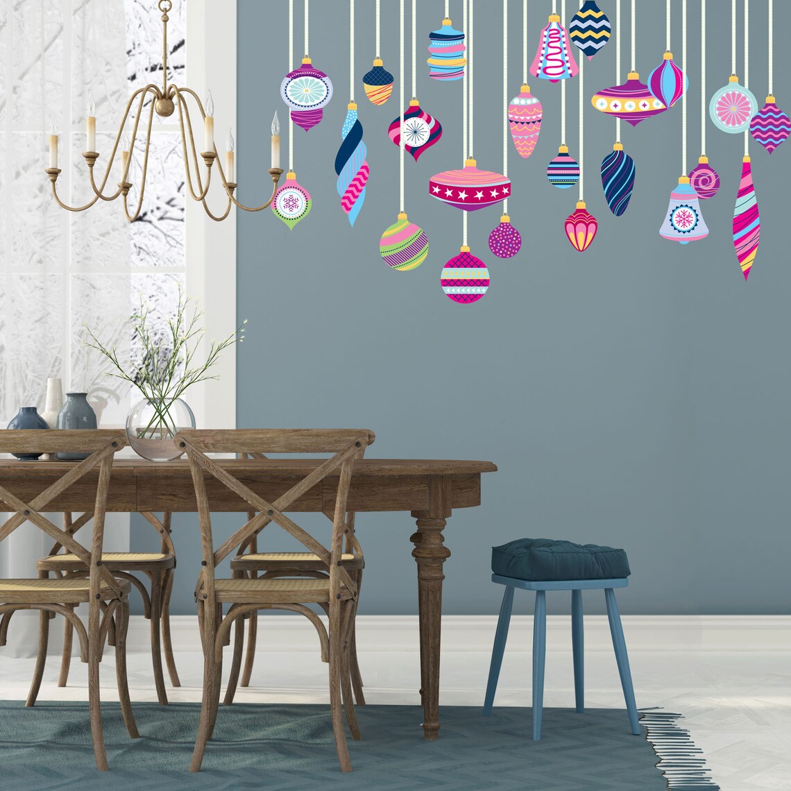 Retro Ornaments Wall Decals Reusable Wall Stickers | Etsy