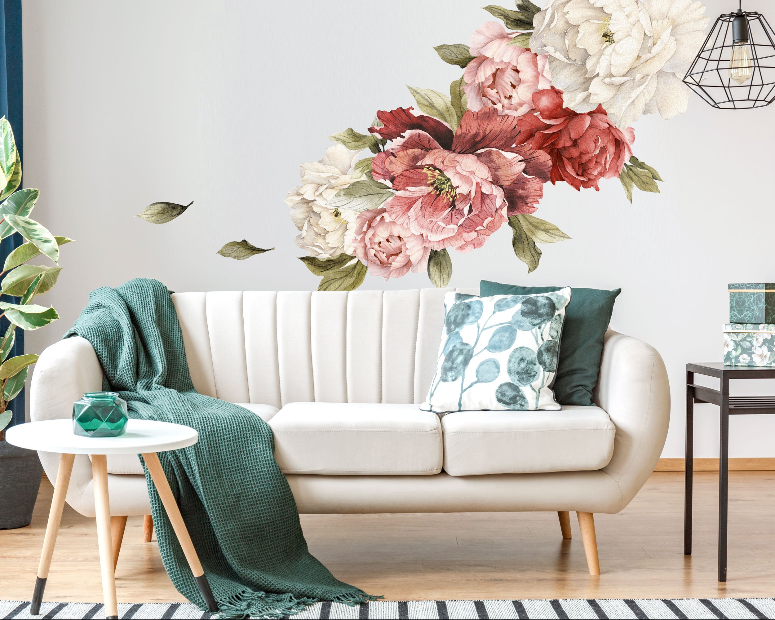 Flower Decals Large Pink and Red Flower Decals Wall Stickers | Etsy