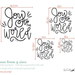 Christmas Wall Decal, Joy to the World, Hand Drawn Style Quote Decal ...