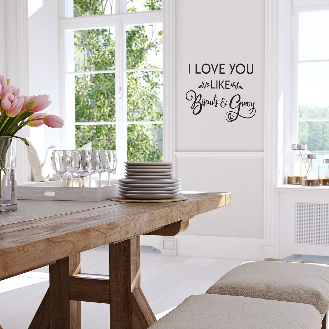 Farmhouse Style Kitchen Wall Decal I Love You Like Biscuits | Etsy