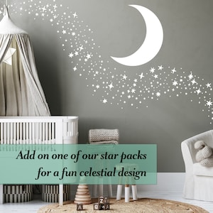 Large Crescent Moon Wall Decal - for Nursery Decor, Kids Room Wall Art ...