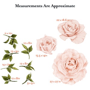 Pink Roses Floral Wall Decals for Nursery, Floral Wallpaper Removable ...
