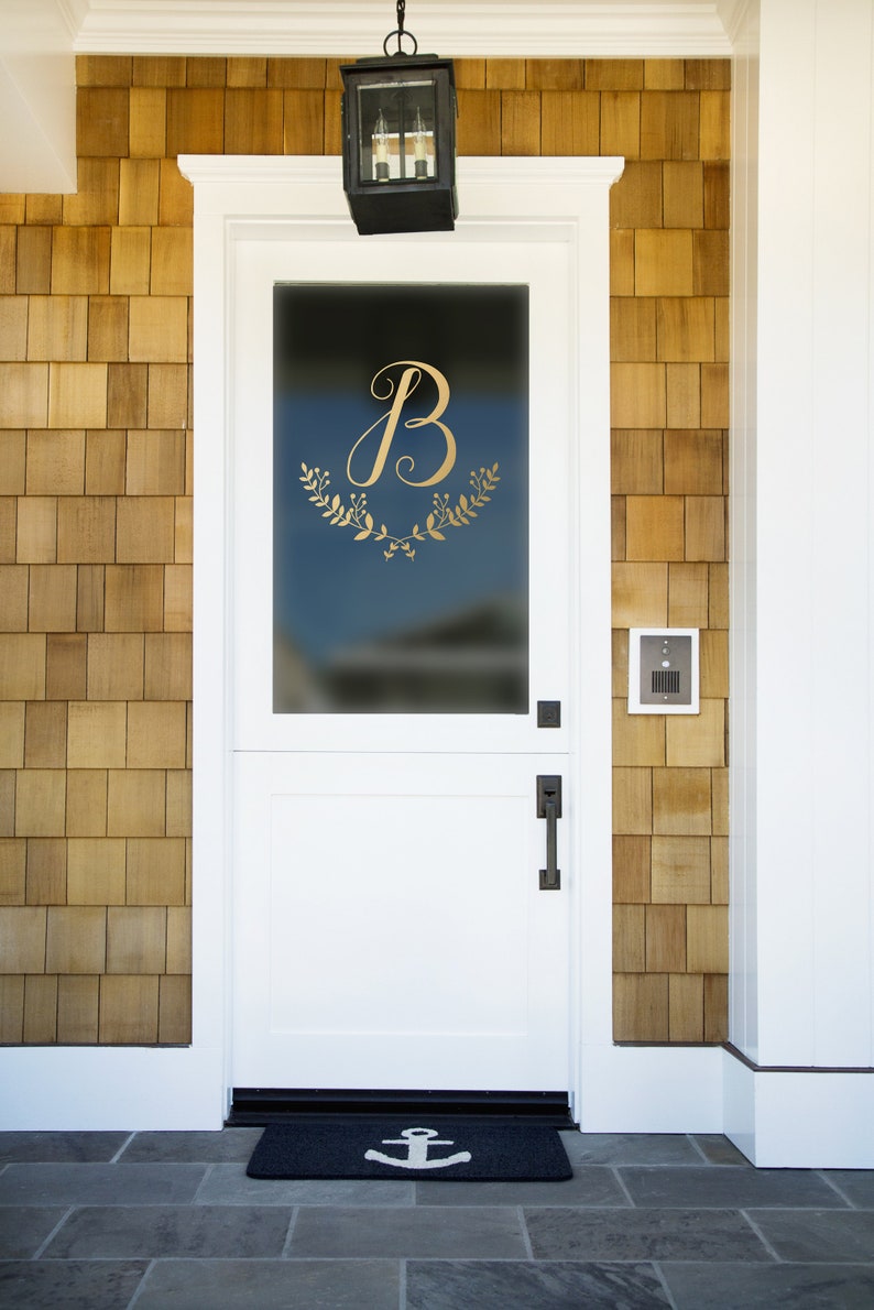 Front Door Decal Single Letter Wall Decal Monogram with floral | Etsy