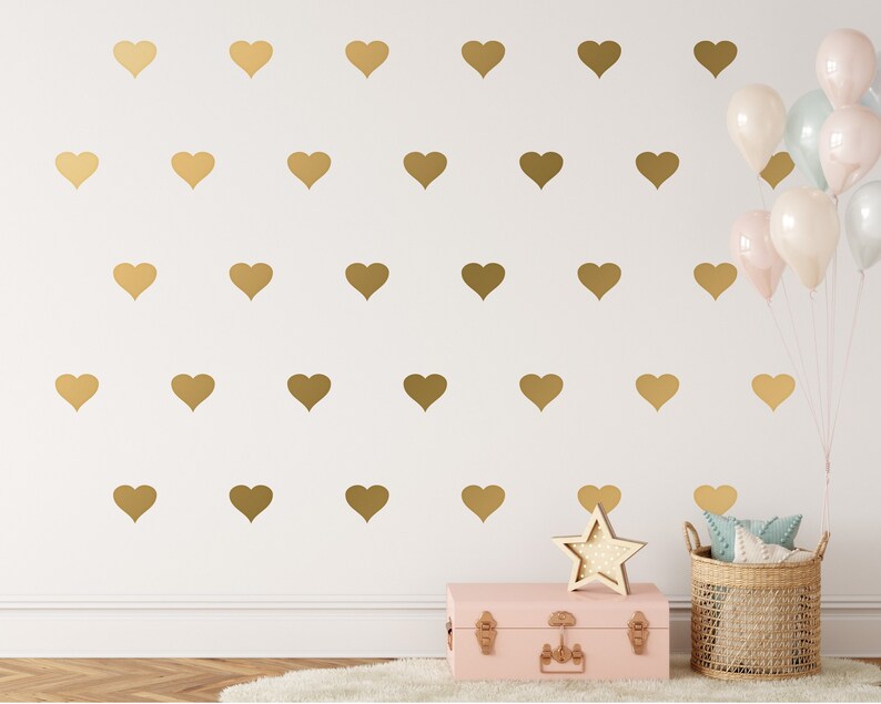 Gold Heart Decals Peel and Stick Wall Stickers Gold Sticker - Etsy