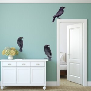 Ravens Halloween Wall Stickers - A Trio of Black Ravens - Halloween ...