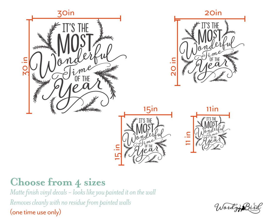 Christmas Wall Decal It's the Most Wonderful Time of the - Etsy