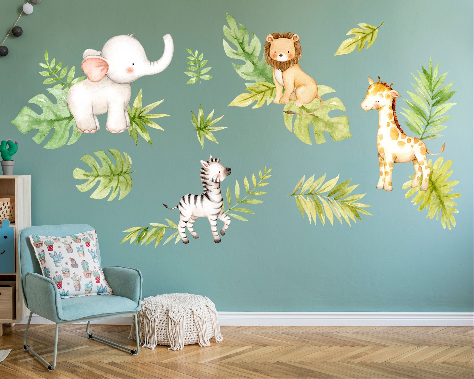 Safari Animal Wall Decals Set Made From Fabric Peel and Stick - Etsy