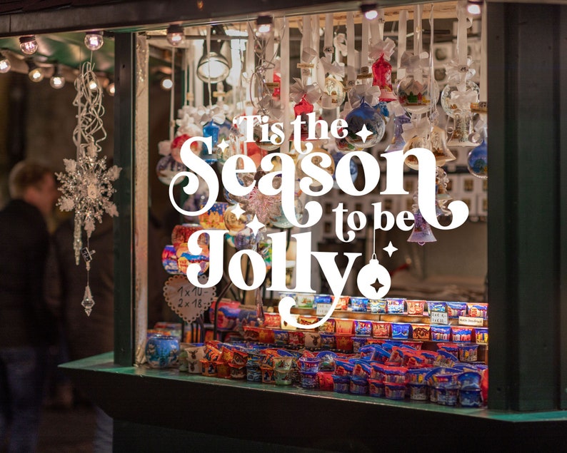 Christmas Window Decal, Tis the Season to Be Jolly, Christmas Shop ...