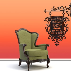 Broom Hildas Magic Shop Sign Wall Decal Sticker - Halloween Decoration ...
