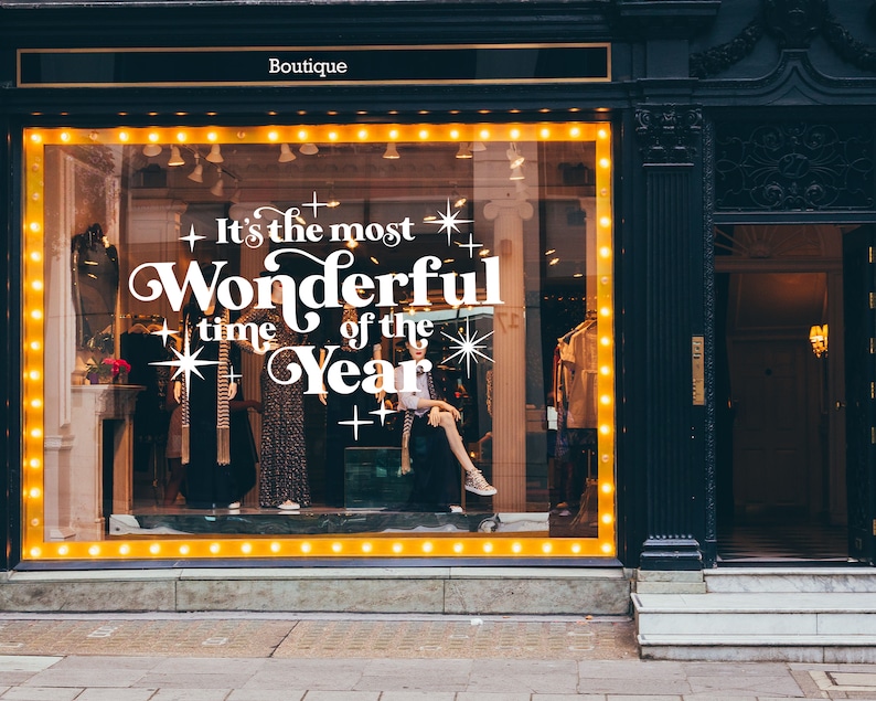 Christmas Window Decal It's the Most Wonderful Time of - Etsy