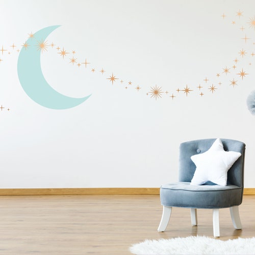 Moon and Stars Wall Decal Star Stickers Nursery Decals | Etsy