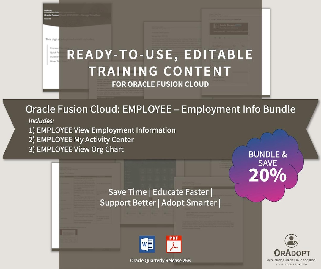 Employee Employment Info Bundle | Oracle Fusion Cloud HCM | Editable ...