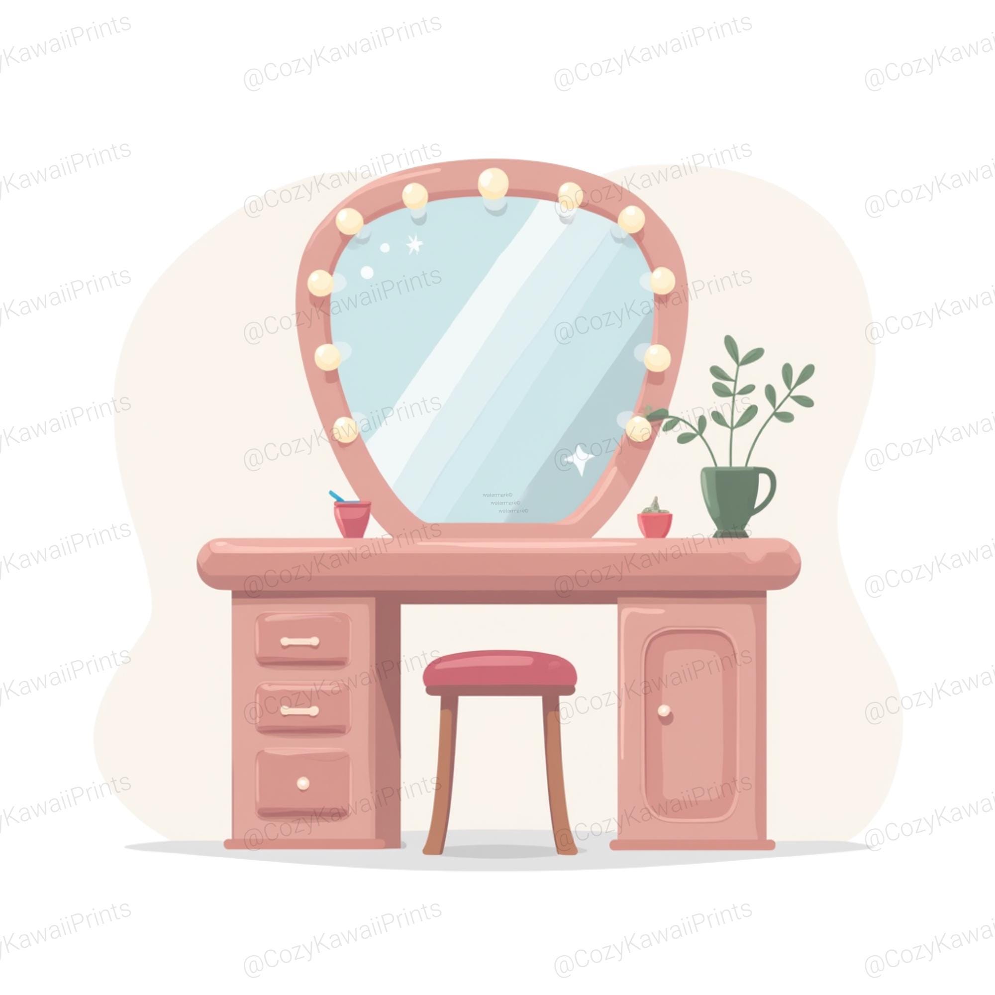 Kawaii Dressing Room Clipart: Pastel Fashion Items (50 Pngs, Digital ...