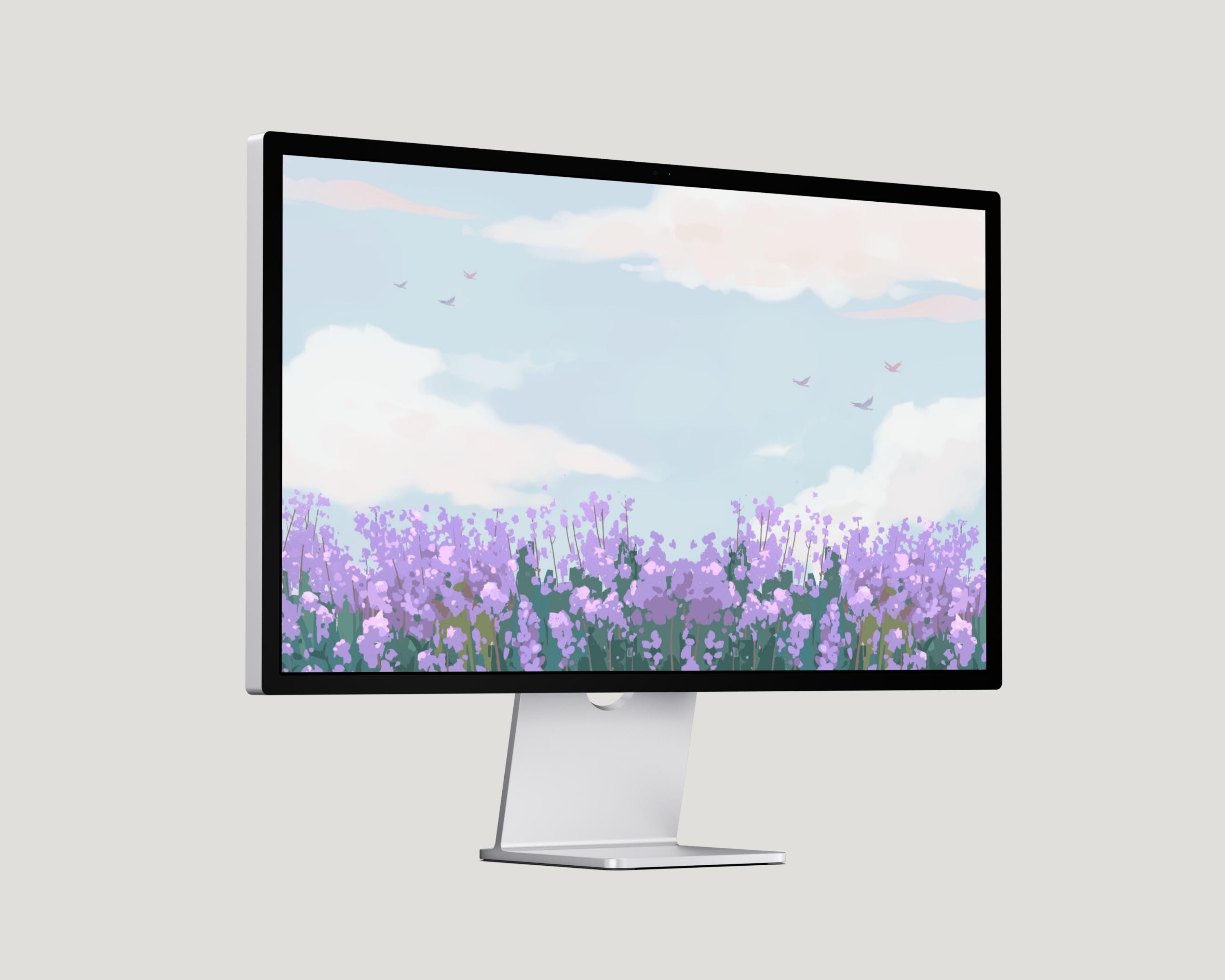 Lavender Wildflower Scenery Desktop Wallpaper Floral Background ...