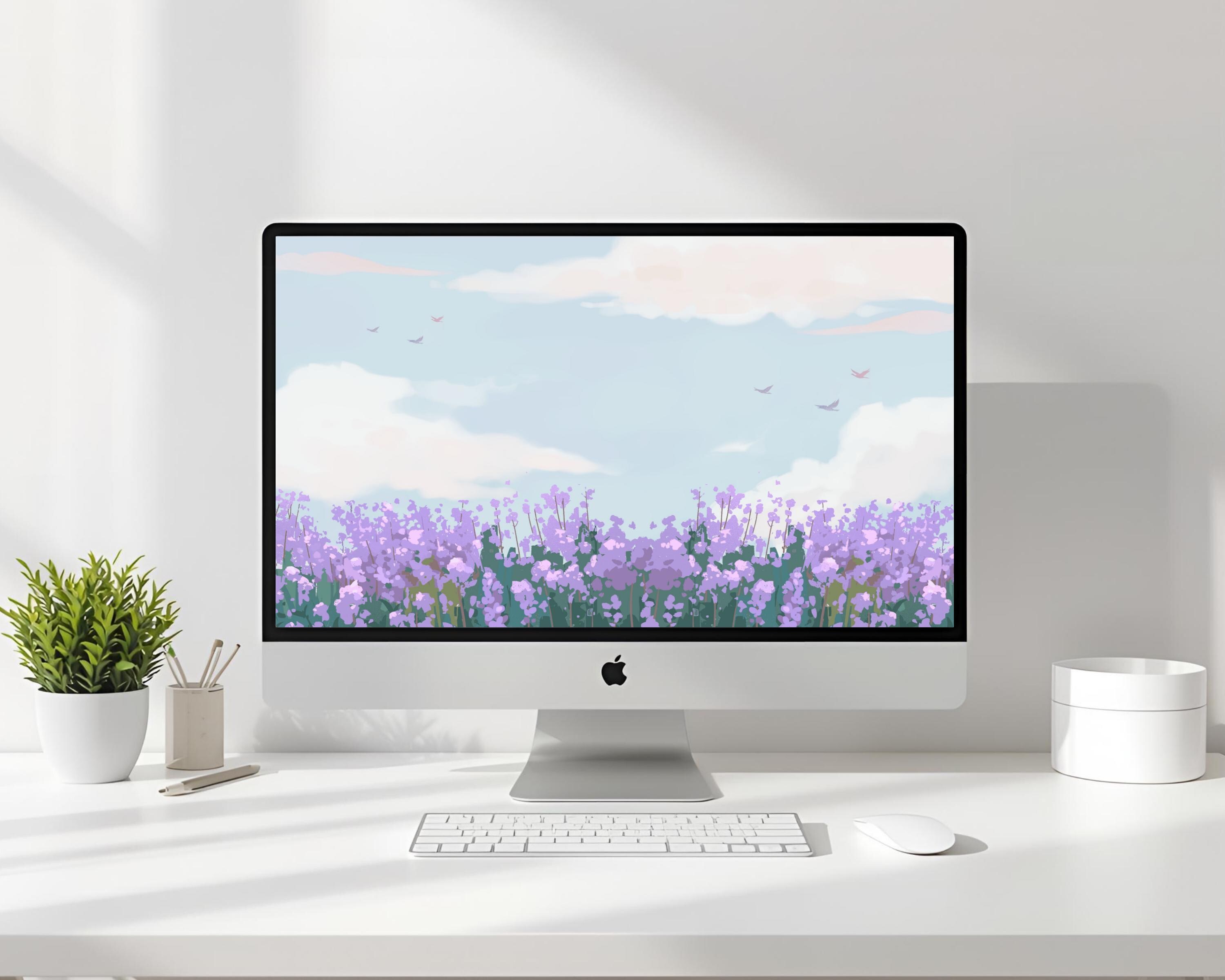 Lavender Wildflower Scenery Desktop Wallpaper Floral Background ...