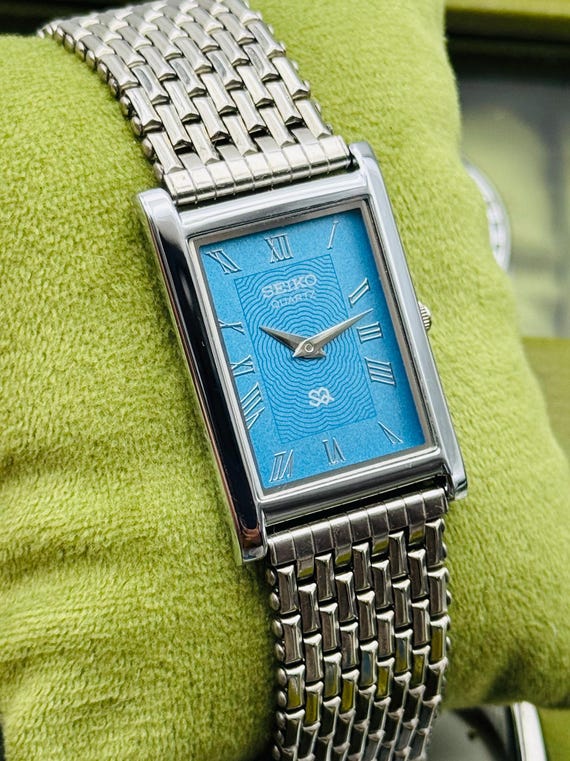 Vintage Seiko Tank Watch: Ocean Blue Dial, Stainless … - Gem