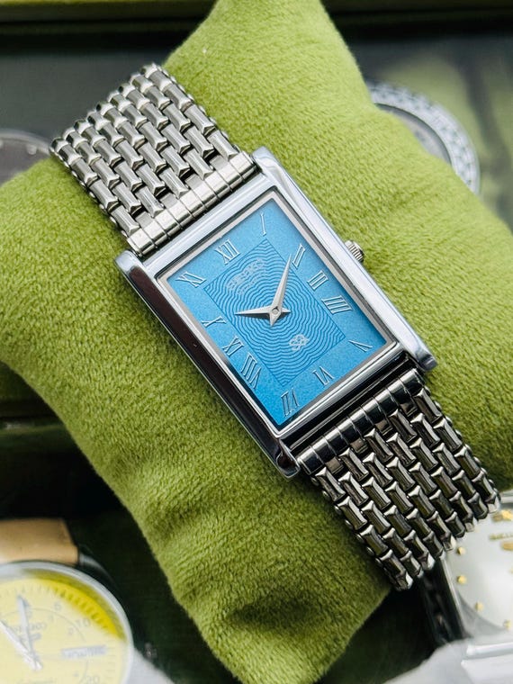 Vintage Seiko Tank Watch: Ocean Blue Dial, Stainless … - Gem