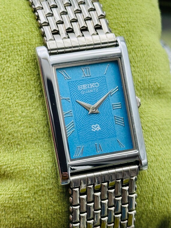 Vintage Seiko Tank Watch: Ocean Blue Dial, Stainless … - Gem