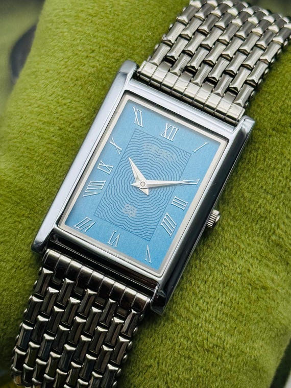 Vintage Seiko Tank Watch: Ocean Blue Dial, Stainless … - Gem