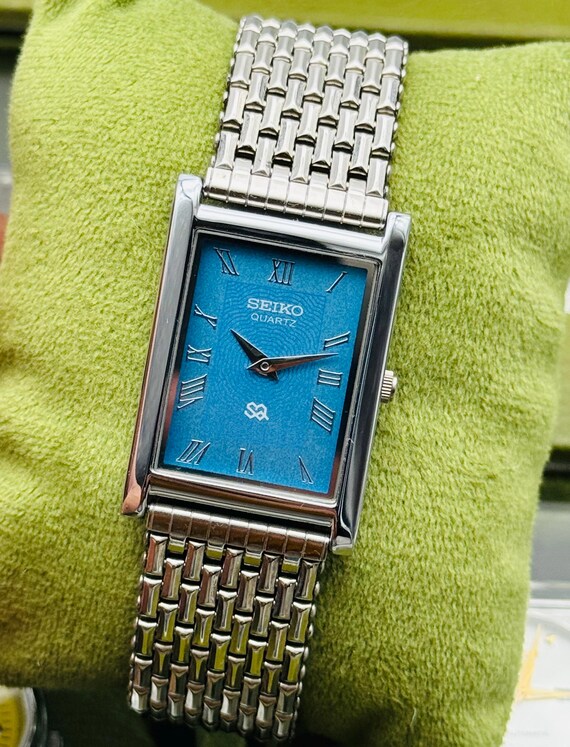 Vintage Seiko Tank Watch: Ocean Blue Dial, Stainless … - Gem
