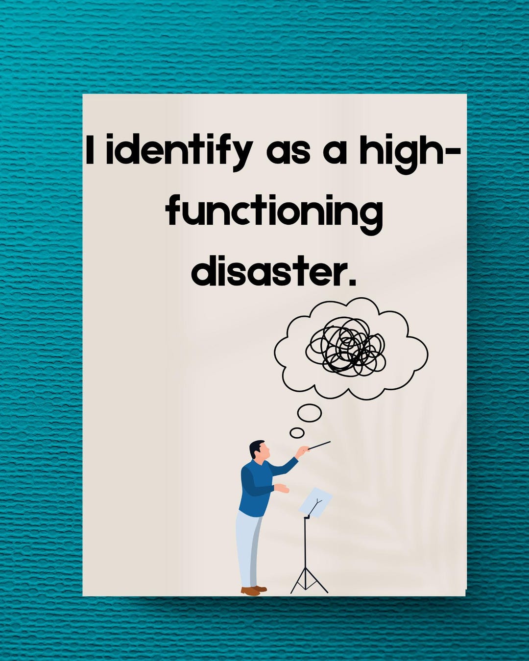 High Functioning Disaster Printable Funny Mental Health Quote Dark ...