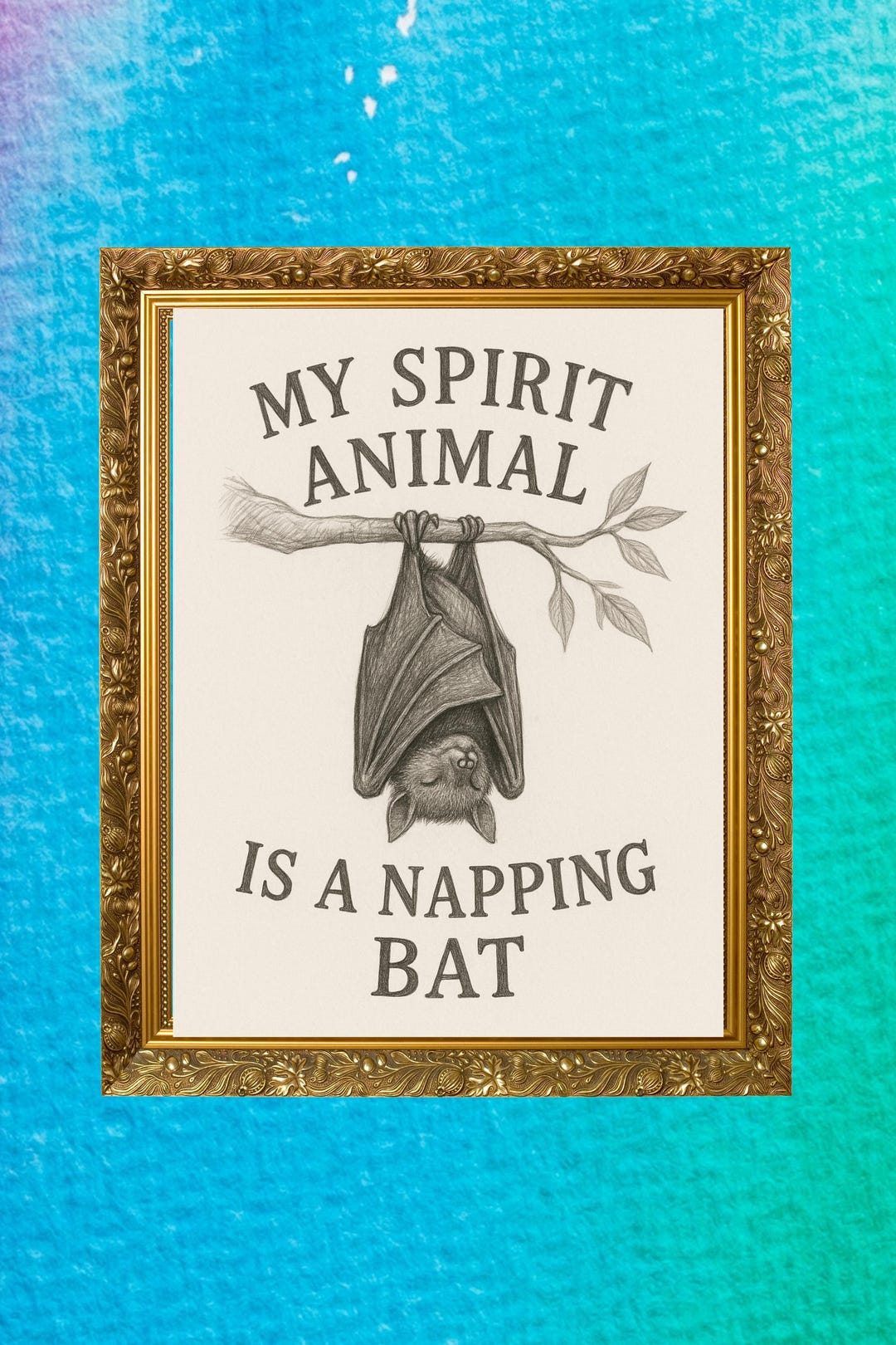 Bat Spirit Animal Digital Print, Napping Bat Quote - Etsy