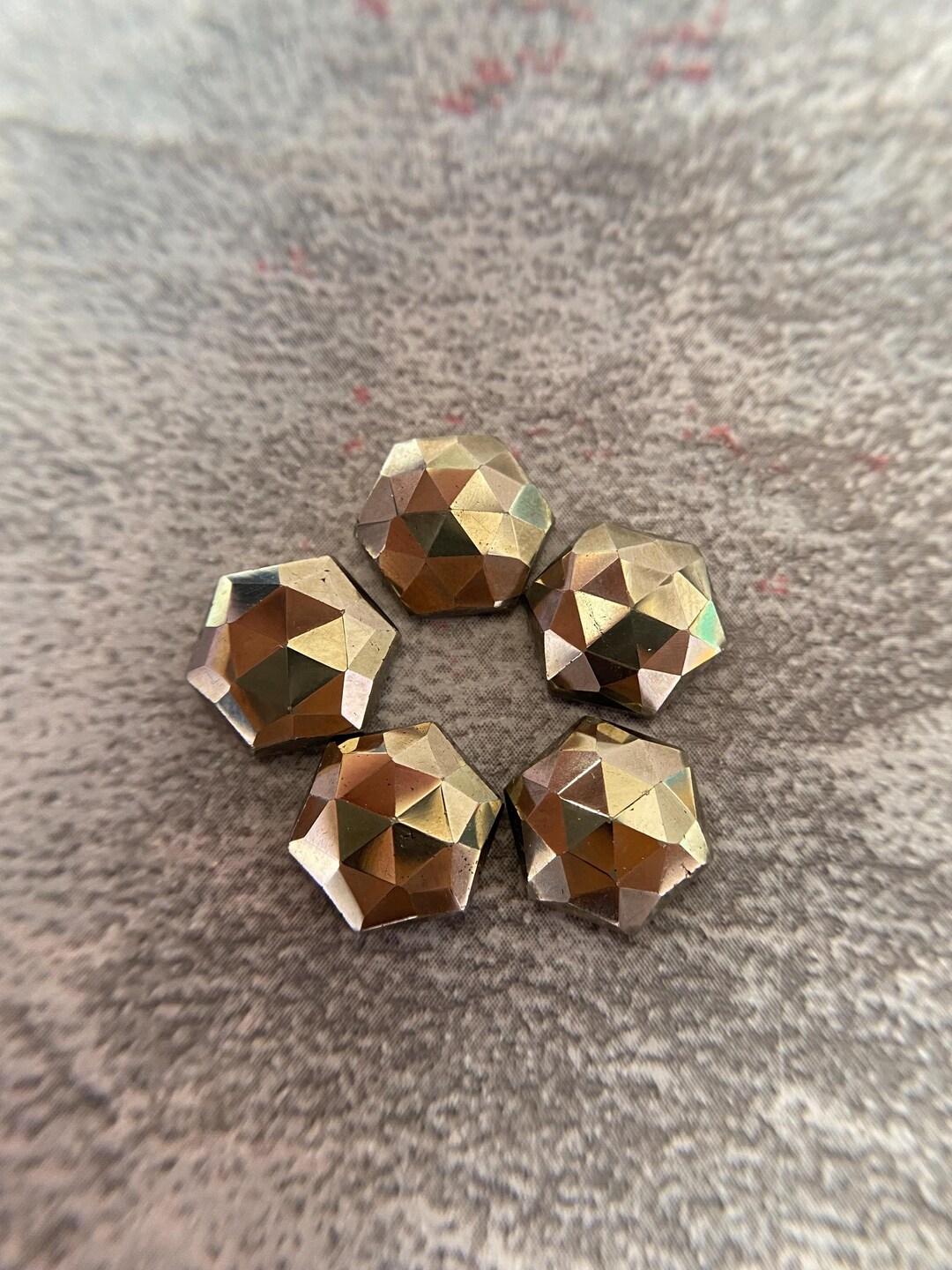 Beautiful Golden Pyrite Hexagon Shape Smooth Polish One Side Rose Cut ...