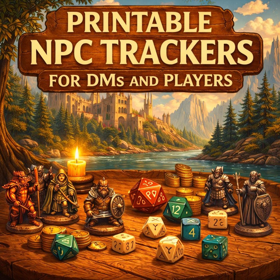 D&D NPC Tracker Sheets: Printable Character Trackers for Dms and ...
