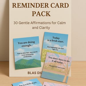Printable Affirmation Cards: 30 Gentle Reminder Cards for Calm (A4 PDF ...