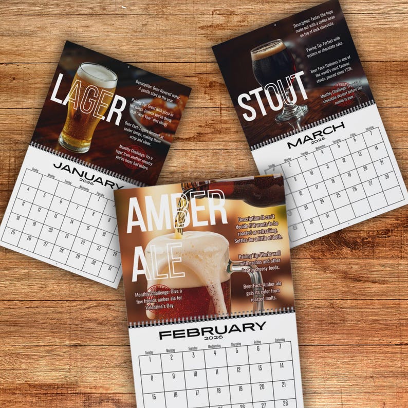 Beer Connoisseur Large Wall Calendar - Beer Lovers Monthly Calendar ...