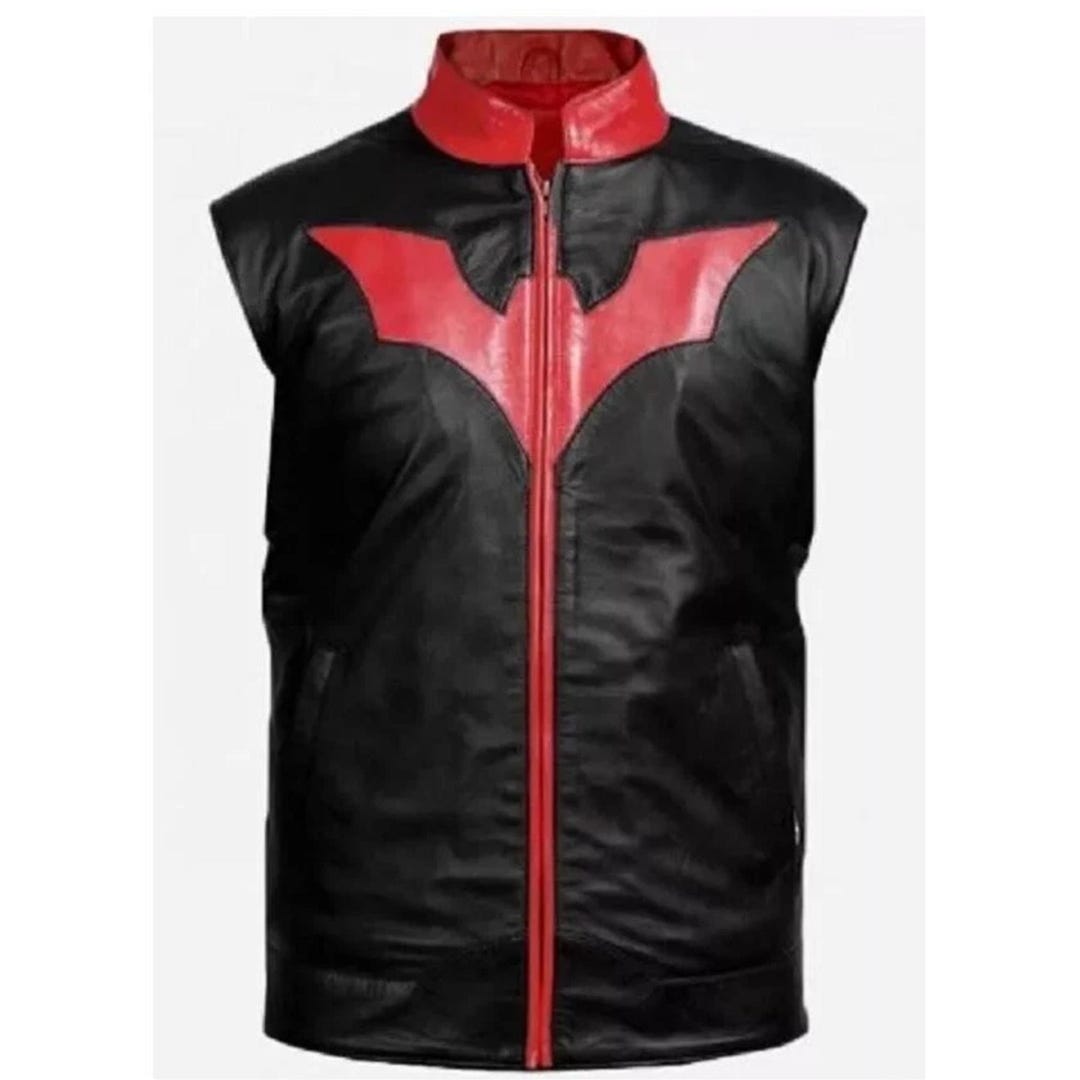 Batman Beyond Red Bat Leather Vest | Terry Mcginnis Cosplay Jacket | DC ...