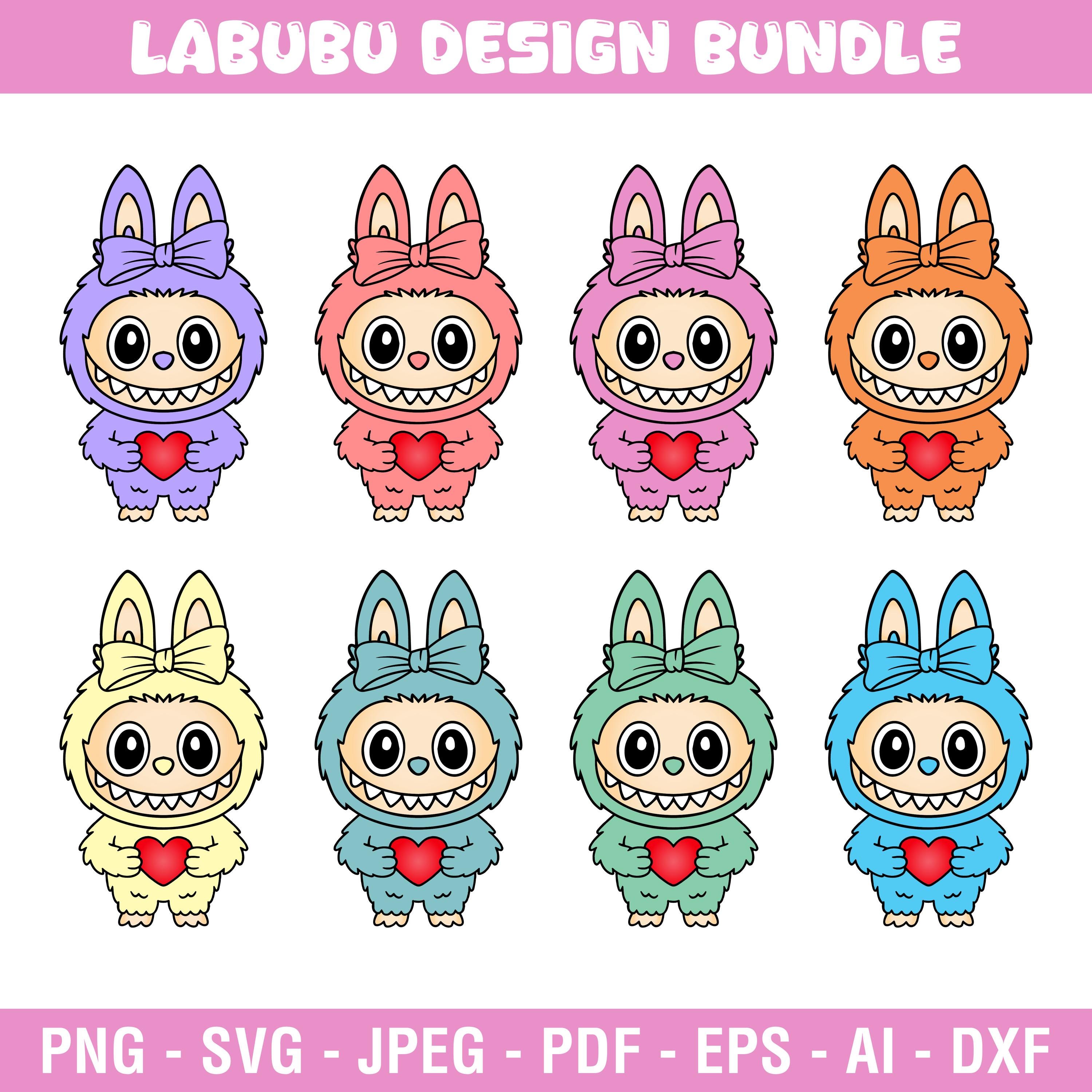 8 Labubu Heart Design Bundle, Labubu Cartoon PNG, Labubu Love SVG ...