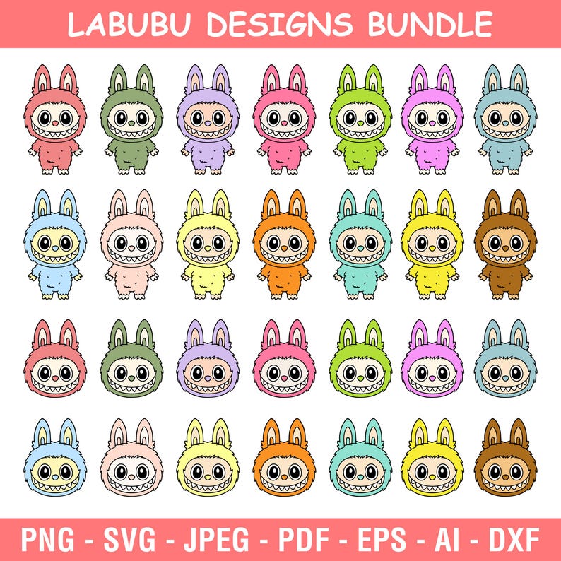 Labubu Monster Clipart SVG Bundle: Cartoon Character Designs (digital ...