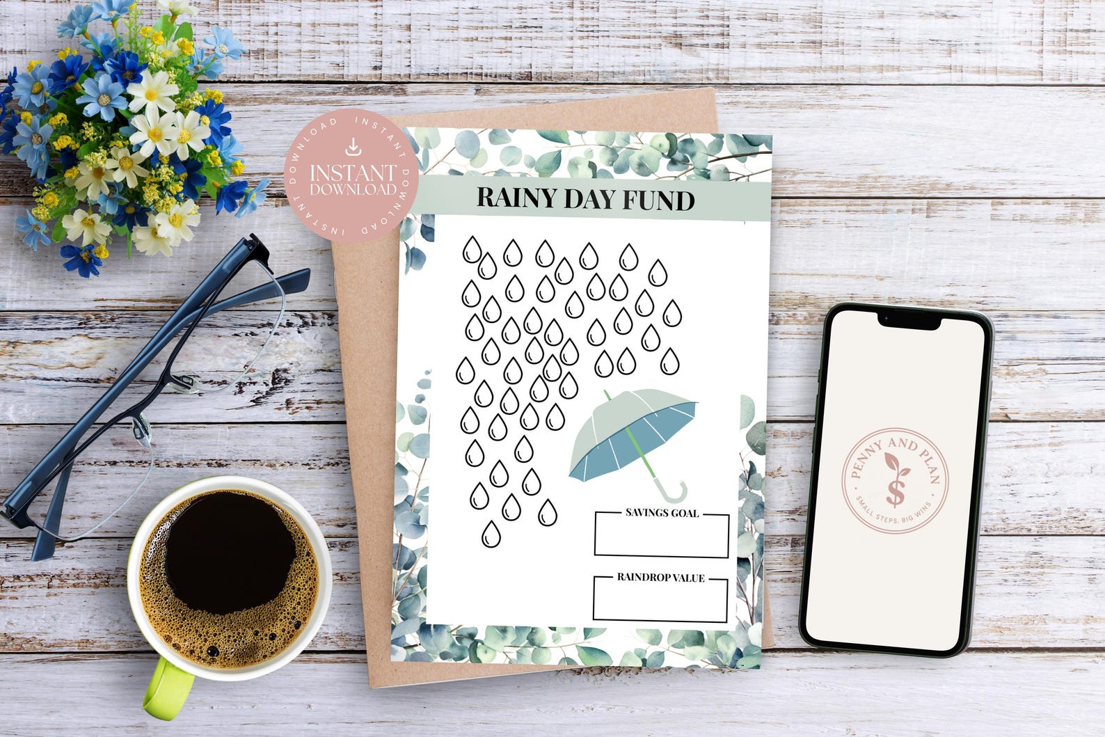 Rainy Day Fund Savings Tracker – Printable Emergency Fund Template ...