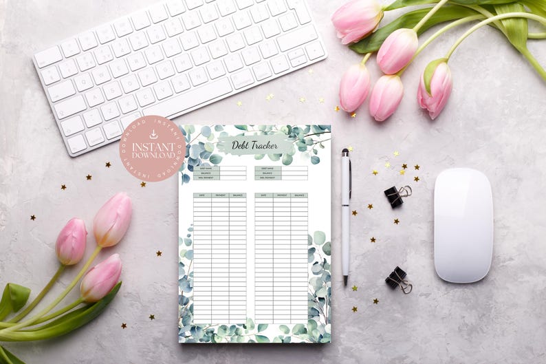 Debt Tracker Printable – Simple Debt Payoff Worksheet PDF | Aesthetic ...