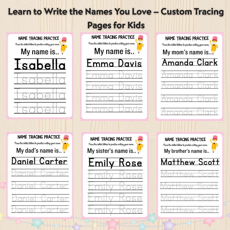 Custom Name Tracing Worksheet Bundle: Pre-k Handwriting Practice ...