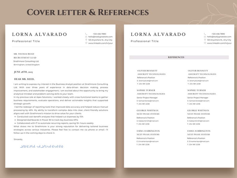 Minimalist Resume Template: Ats-friendly Cover Letter, MS Word & Canva ...