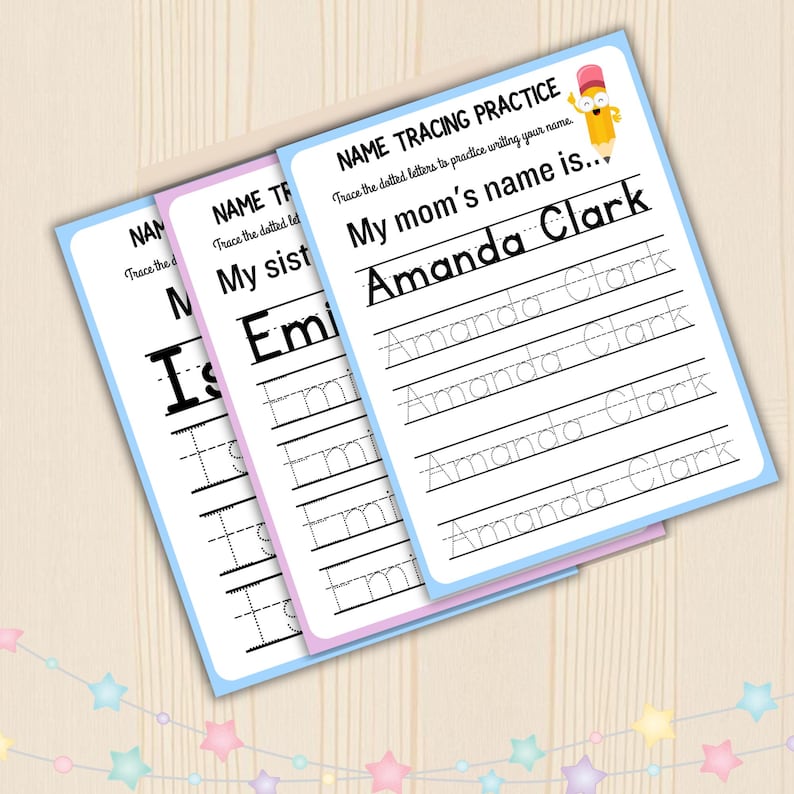 Custom Name Tracing Worksheet Bundle: Pre-k Handwriting Practice ...