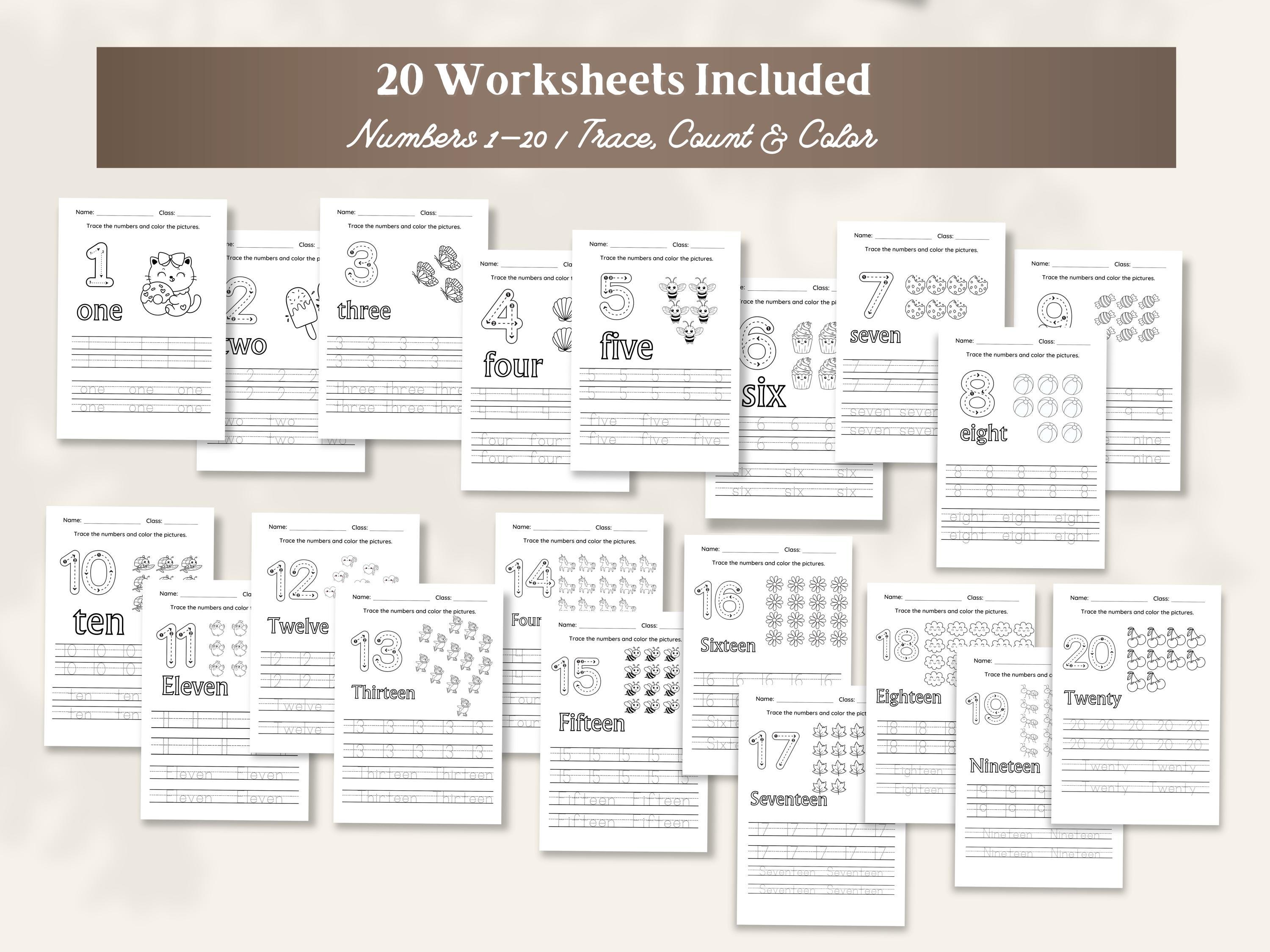 Number Tracing Worksheets: Handwriting, Counting & Coloring (PDF ...
