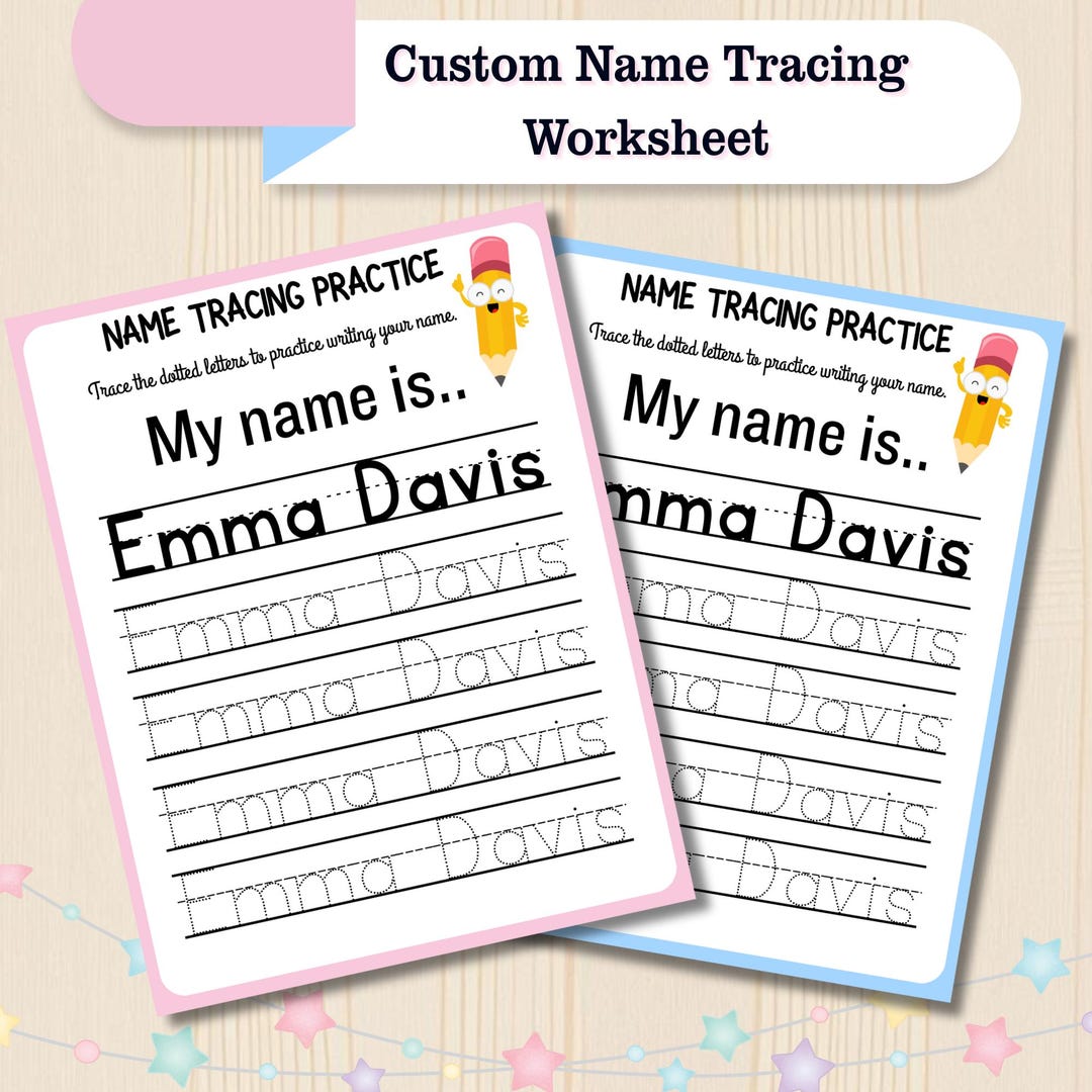 Custom Name Tracing Worksheet Bundle: Pre-k Handwriting Practice ...