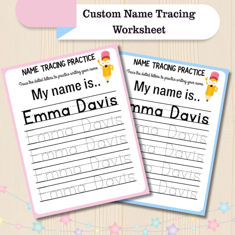 Custom Name Tracing Worksheet Bundle: Pre-k Handwriting Practice ...