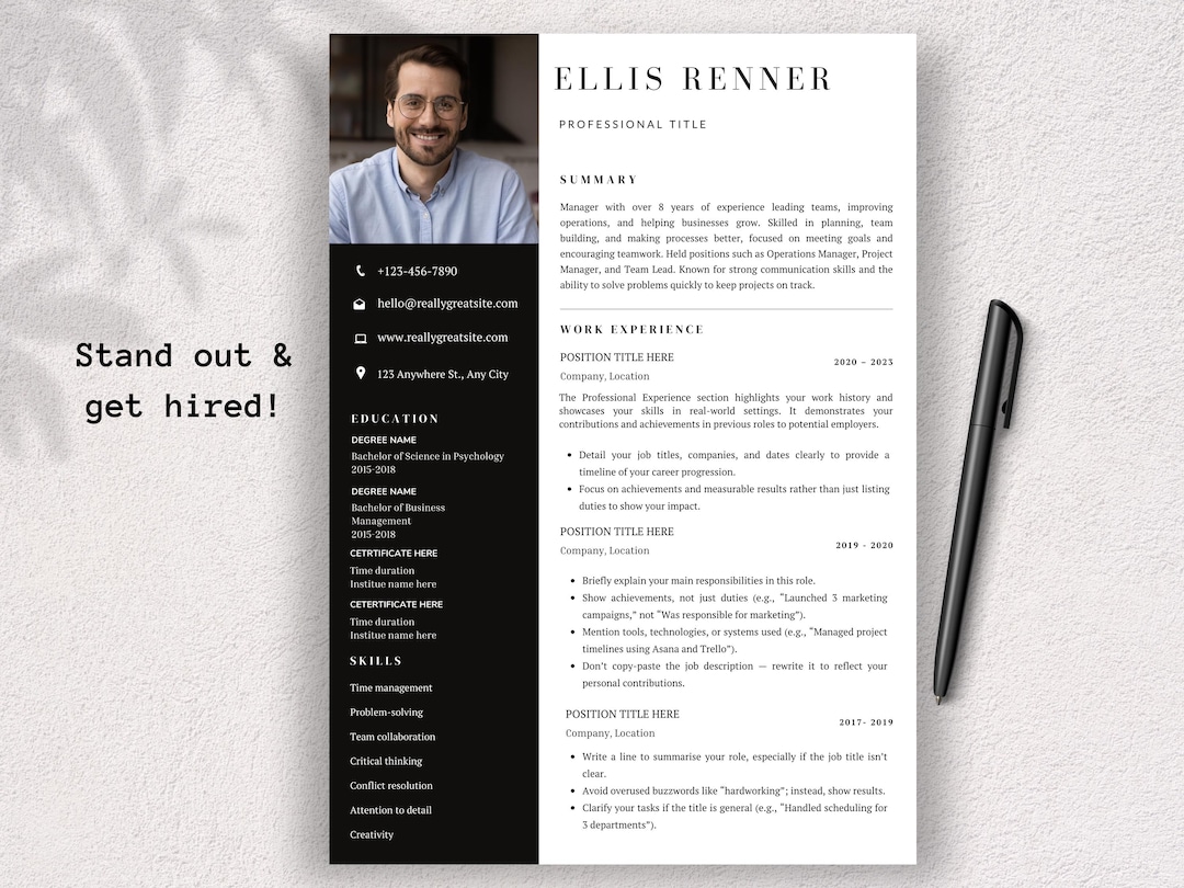 Modern Resume Template for Microsoft Word: Professional CV Design ...