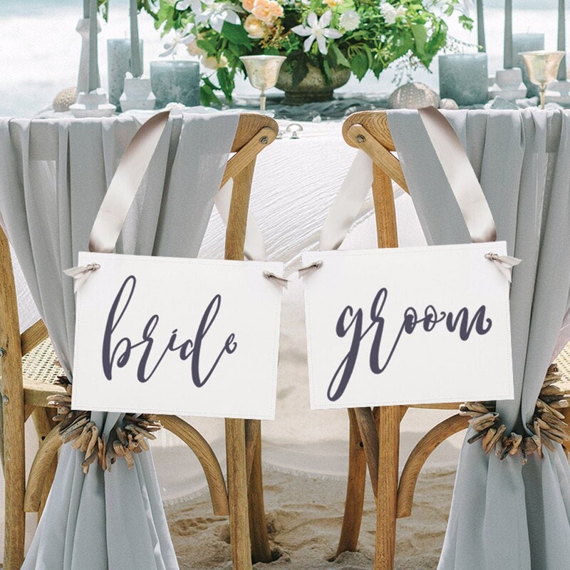Bride and Groom Chair Signs - Etsy