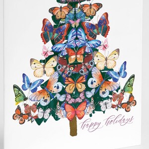24 Butterfly Christmas Cards Gorgeous Watercolor Christmas Tree Happy ...