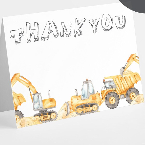 Construction Theme Thank You Cards - Etsy