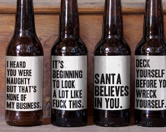 Down the Chimney Santa Christmas Beer Label Custom Beer Label Christmas ...