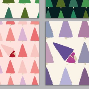 24 Santa Stealing a Christmas Tree Pattern Cards in 4 Colorful Modern ...