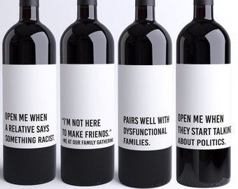 Funny Teacher Holiday Wine Labels 4 Pack of Wine Bottle | Etsy