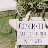 Father of the Bride Memorial Tribute Sign for Wedding | Chair Banner to ...
