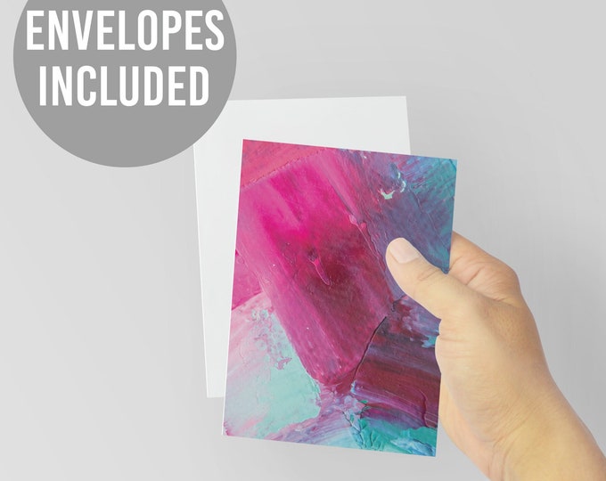 Modern Abstract Mountain Note Card Set – 12 or 24 Blank Cards W ...
